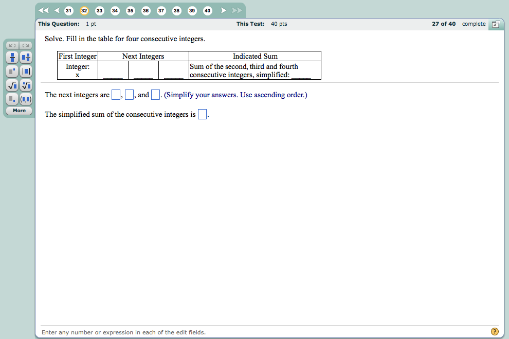 Solved Solve. Fill in the table for four consecutive | Chegg.com
