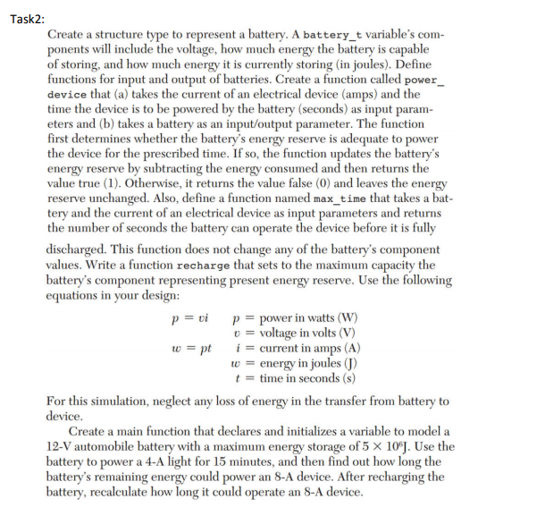 Solved Task2: Create a structure type to represent a | Chegg.com