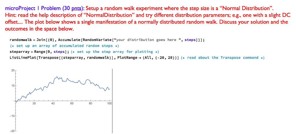 Setup a random walk experiment where the step size is | Chegg.com
