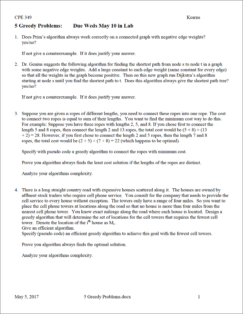 Solved Docs Prim's algorithm always work correctly on a | Chegg.com