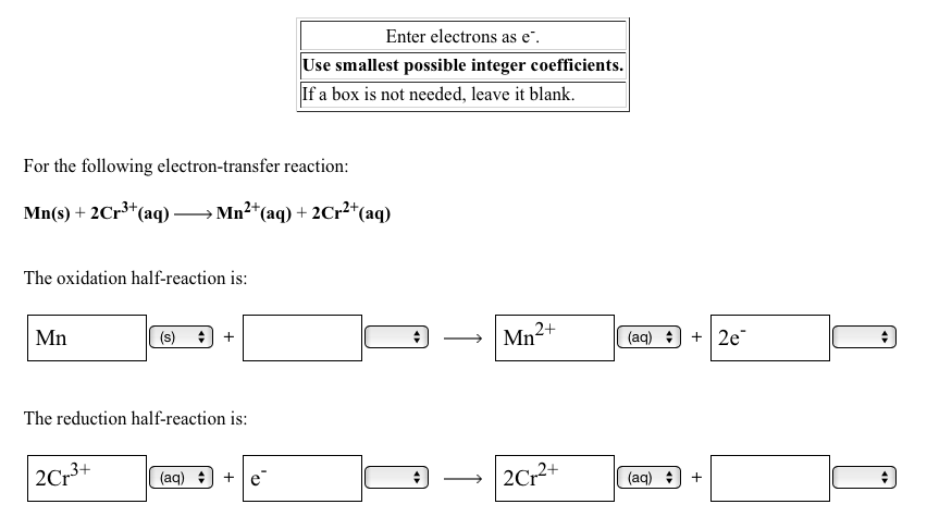 Solved Enter electrons as e" Use smallest possible integer | Chegg.com