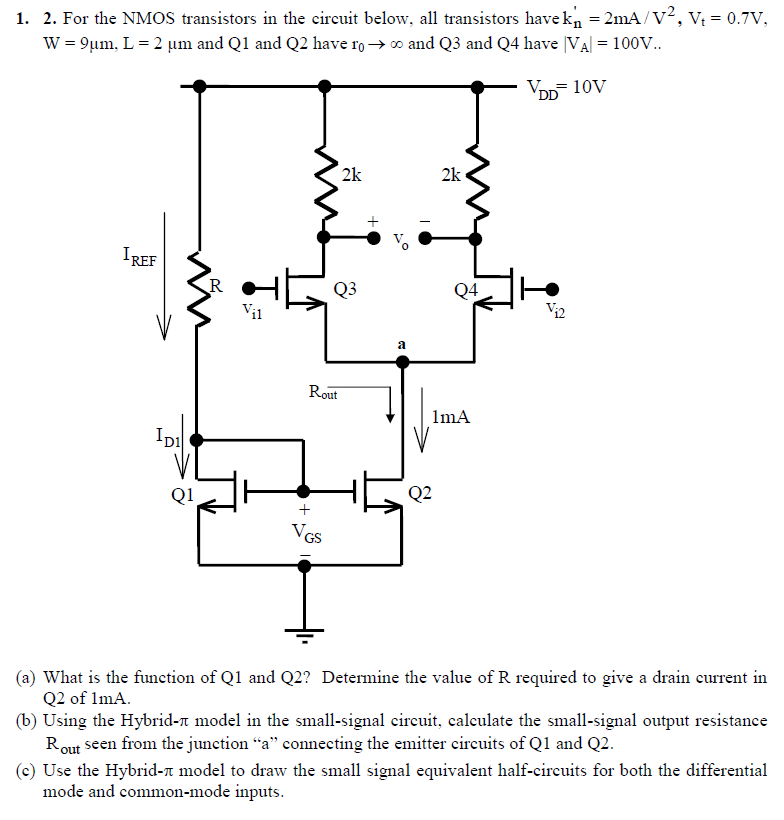Solved For the NMOS transistors in the circuit below, all | Chegg.com