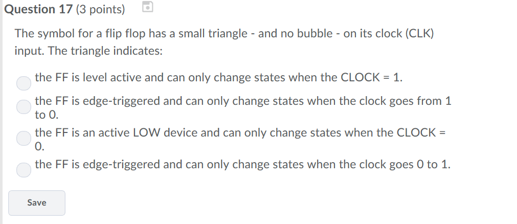 Solved Question 17 (3 points) The symbol for a flip flop has | Chegg.com