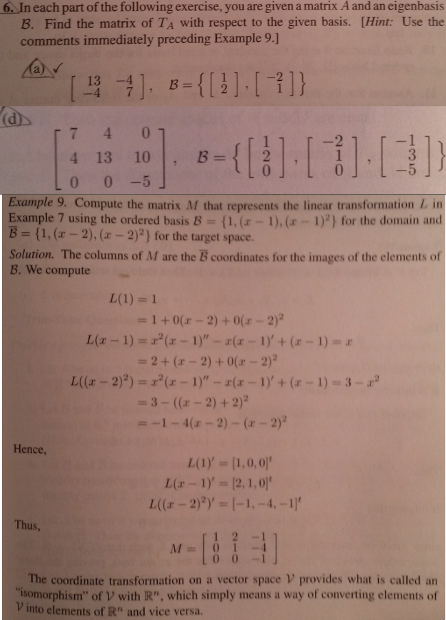 In each part of the following exercise, you are given | Chegg.com