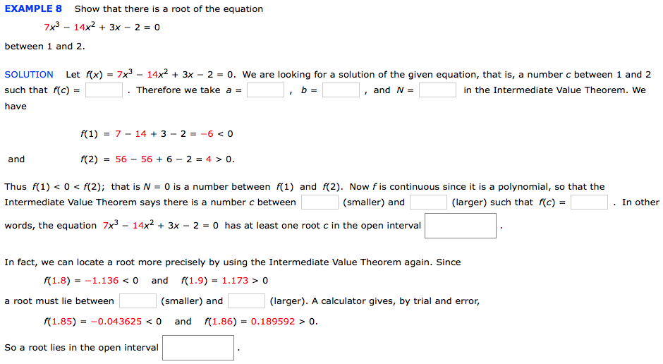 Solved EXAMPLE 8 Show that there is a root of the equation | Chegg.com
