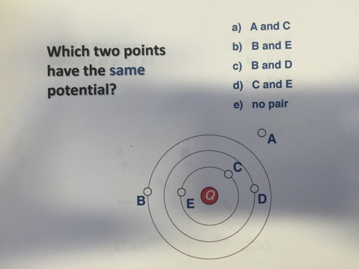 Solved Which two points have the same potential? a) A and C | Chegg.com
