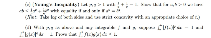 Solved Let p, q > 1 with 1/p + 1/q = 1. Show that for a, b > | Chegg.com