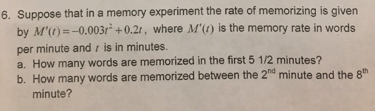 Solved 6. Suppose that in a memory experiment the rate of | Chegg.com