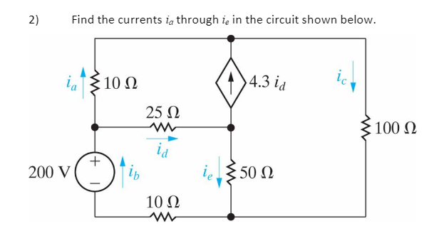 Solved Find the currents i_a through i_e in the circuit | Chegg.com