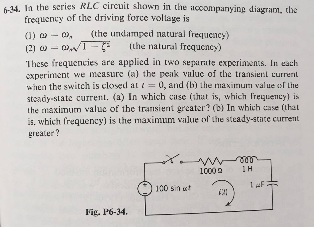 Solved In the series RLC circuit shown in the accompanying | Chegg.com