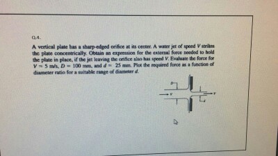 Solved A vertical plate has a sharp edged orifice at its | Chegg.com