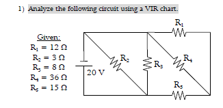 Solved Analyze the following circuit using VIR chart. R_1 = | Chegg.com
