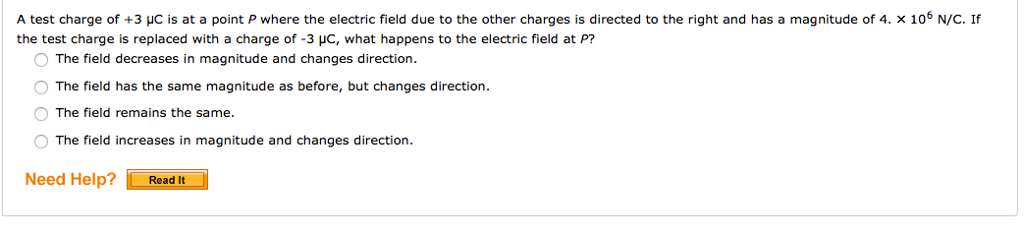 Solved A test charge of +3 μC is at a point P where the | Chegg.com