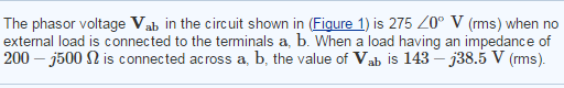 Solved The phasor voltage Vab in the circuit shown in | Chegg.com