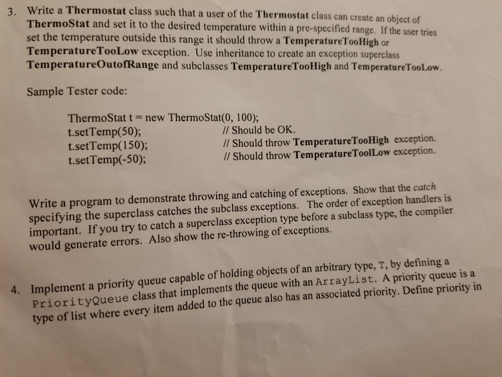 Solved a Thermostat class such that a user of the Thermostat | Chegg.com