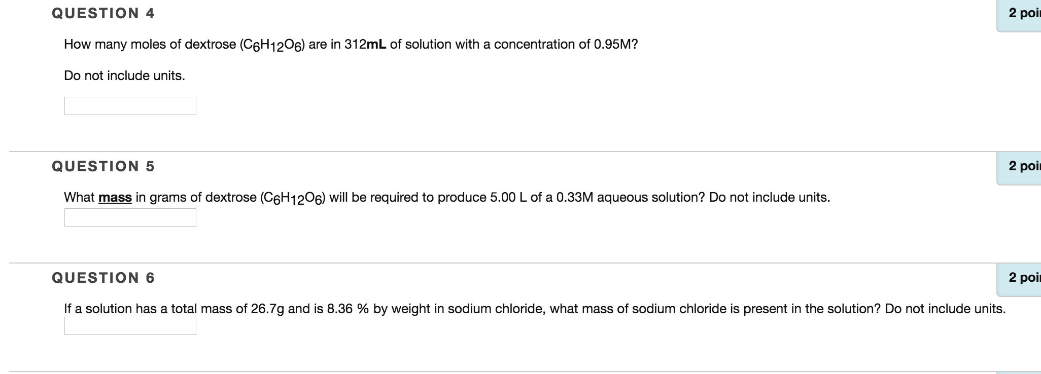 Solved How many moles of dextrose (C_6H_12O_6) are in 312mL | Chegg.com