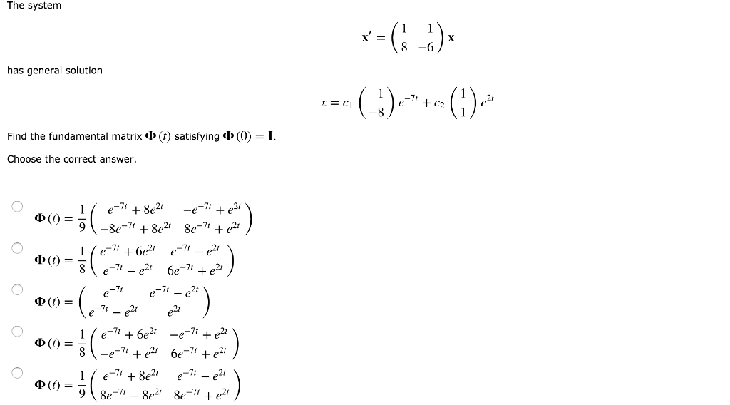 Solved The system 8 -6 has general solution 2t Find the | Chegg.com