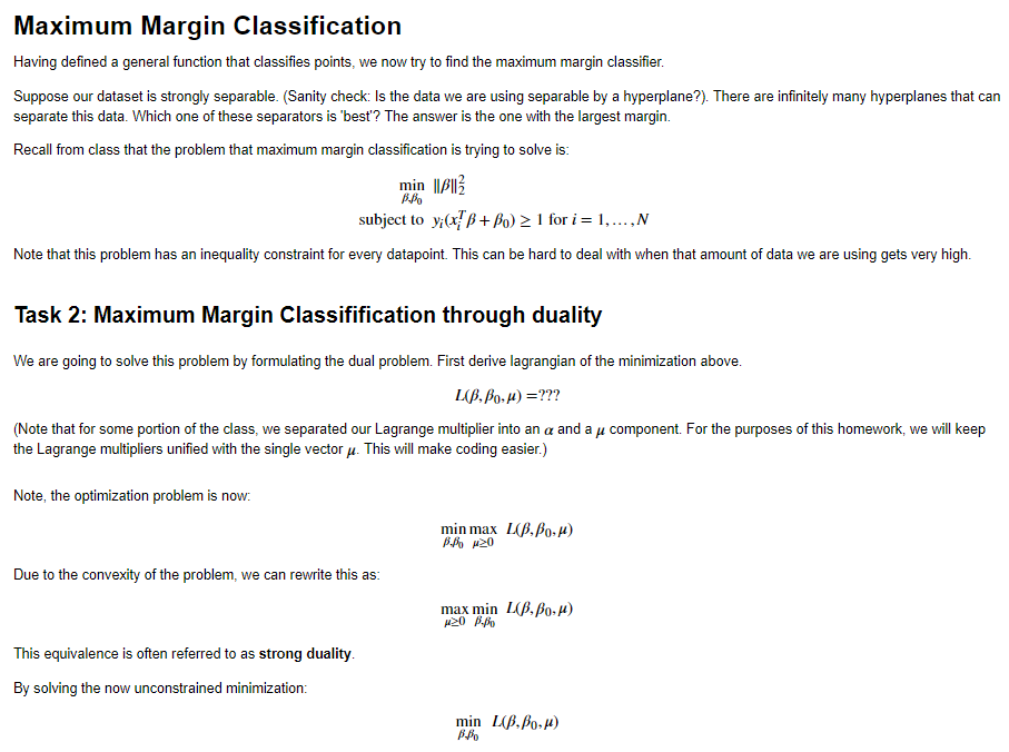 Maximum Margin Classification Having Defined A