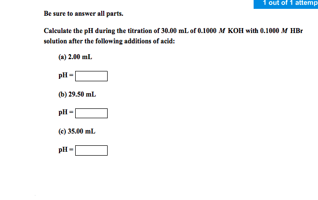 Solved Calculate the pH during the titration of 30.00 mL of | Chegg.com