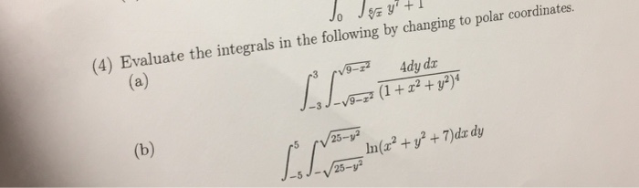 Solved Evaluate the integrals in the following by changing | Chegg.com