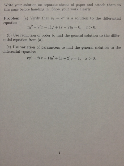 Solved Write your solution on separate sheets of paper and | Chegg.com