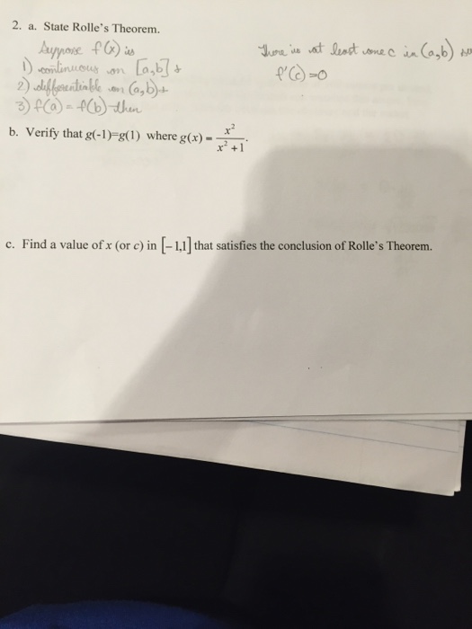Solved State Rolle's Theorem. suppose f(x) is continuous | Chegg.com