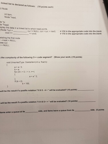Solved Linked list is declared as follows: the complexity | Chegg.com