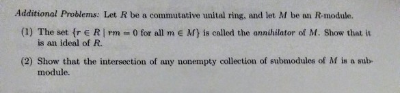 Solved Additional Problems: Let R be a commutative unital | Chegg.com