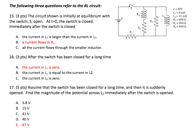 Solved The circuit shown is initially at equilibrium with | Chegg.com