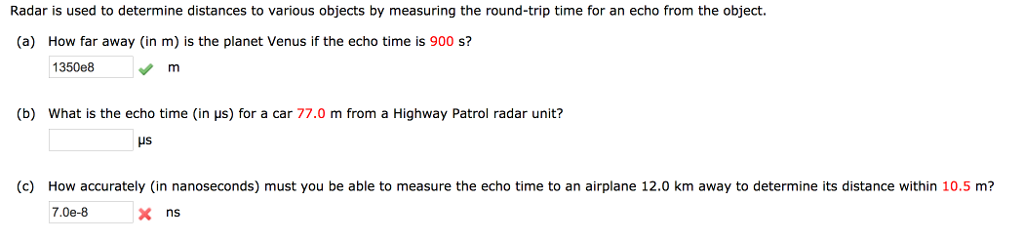 Solved Radar is used to determine distances to various | Chegg.com