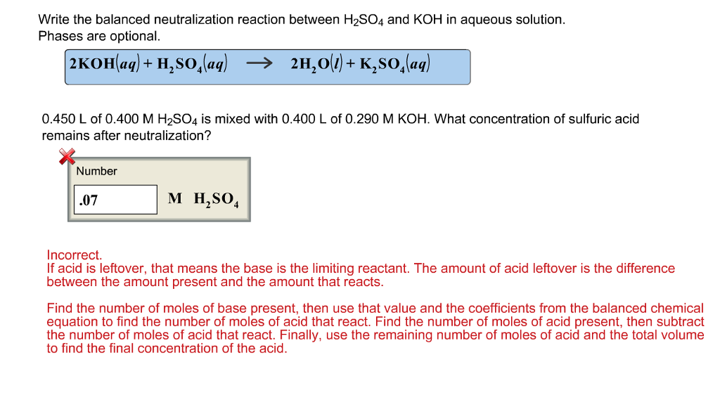 Solved Write The Balanced Neutralization Reaction Between