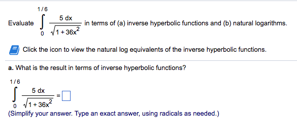 Solved Evaluate the integral in terms of (a) inverse | Chegg.com