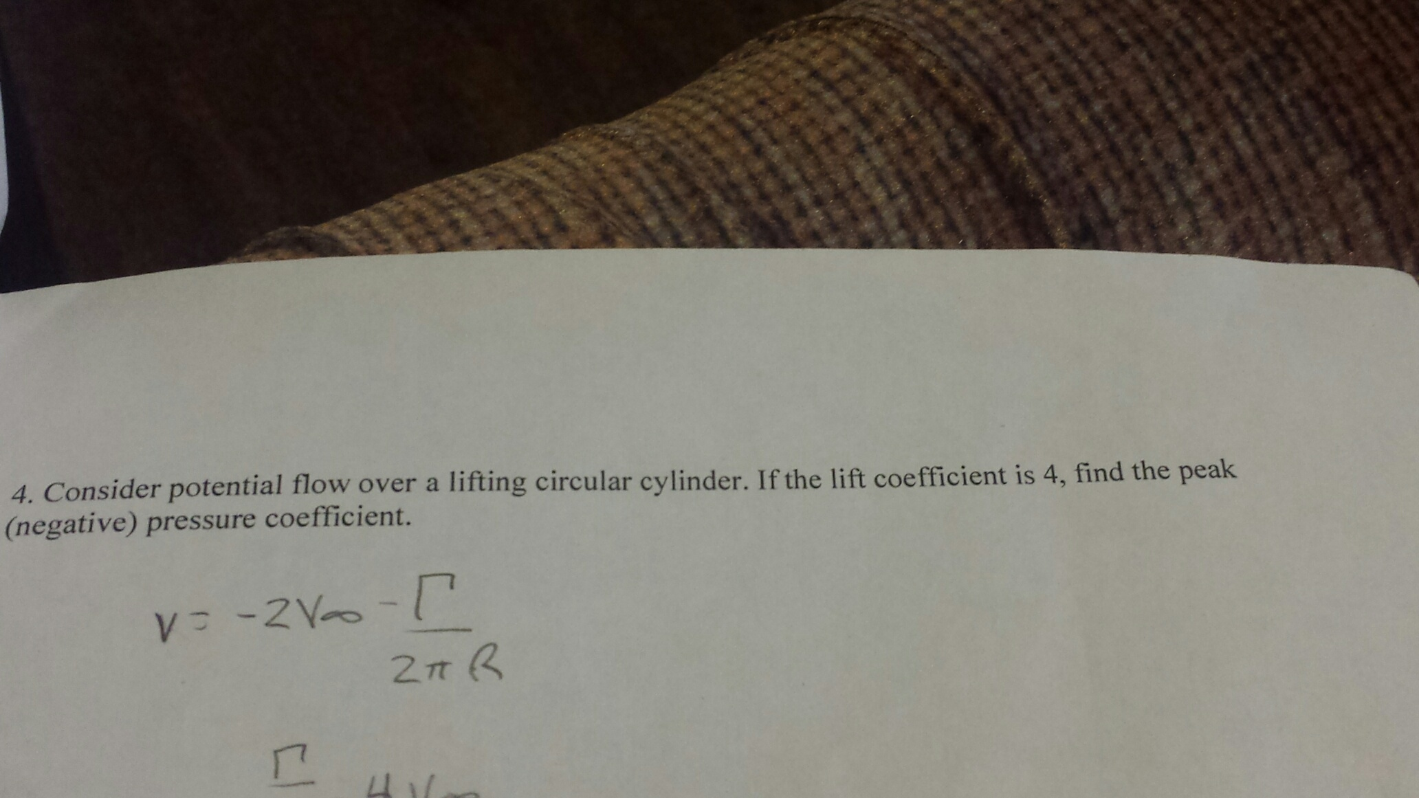 4. Consider potential flow over a lifting circular | Chegg.com