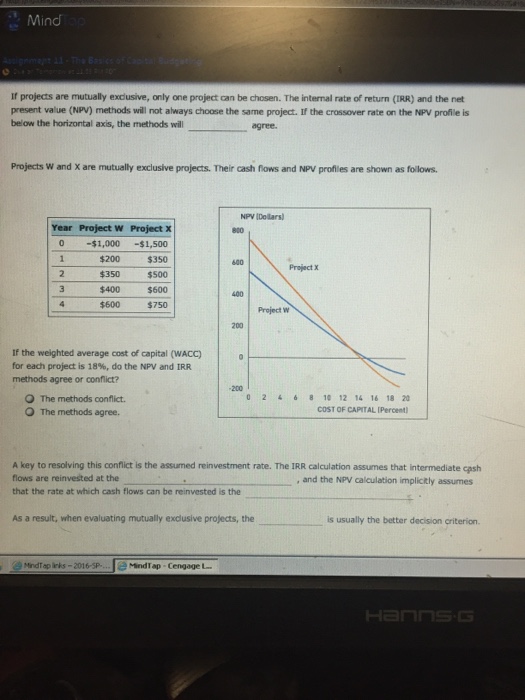 Solved If projects are mutually exclusive, only one project | Chegg.com