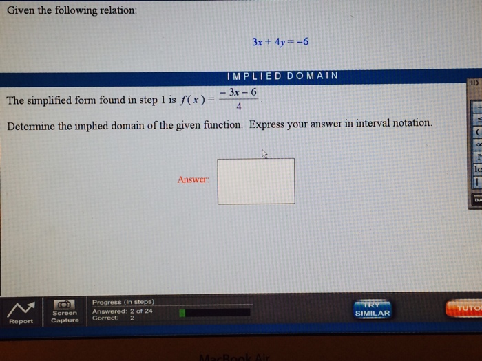 Solved Given the following relation: 3x+4y =-6 IMPLIED | Chegg.com