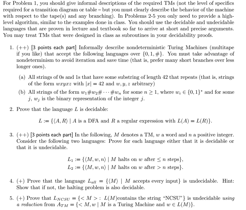 You should give informal descriptions of the required | Chegg.com