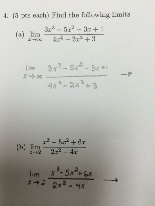 Solved Find the following limits lim x rightarrow infinity | Chegg.com