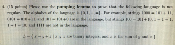 Solved Use the pumping lemma to prove that the following | Chegg.com