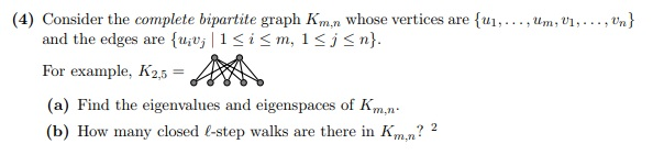 Solved (4) Consider the complete bipartite graph Km,n whose | Chegg.com