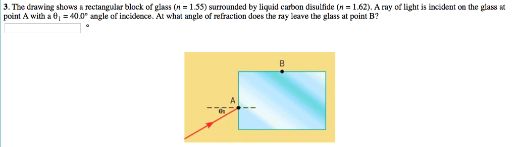 Solved 3. The drawing shows a rectangular block of glass (n | Chegg.com