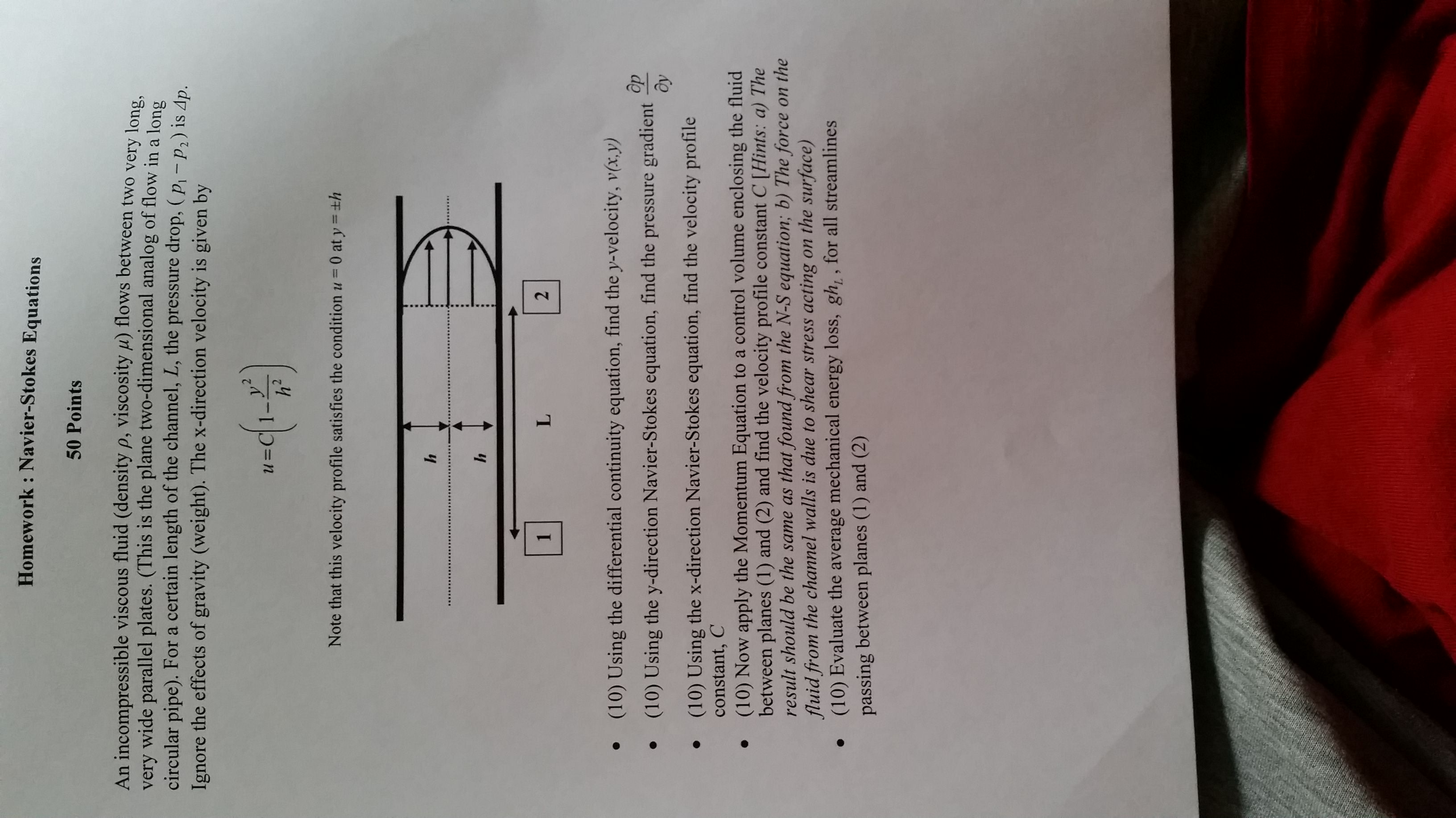 Solved Homework : Navier-Stokes Equations An incompressible | Chegg.com