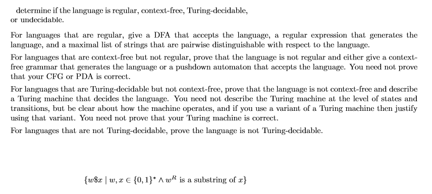 Solved determine if the language is regular, context-free, | Chegg.com