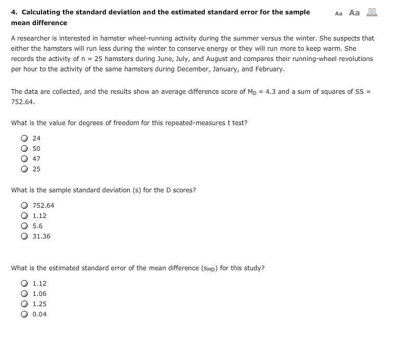 Solved 4. Calculating the standard deviation and the | Chegg.com