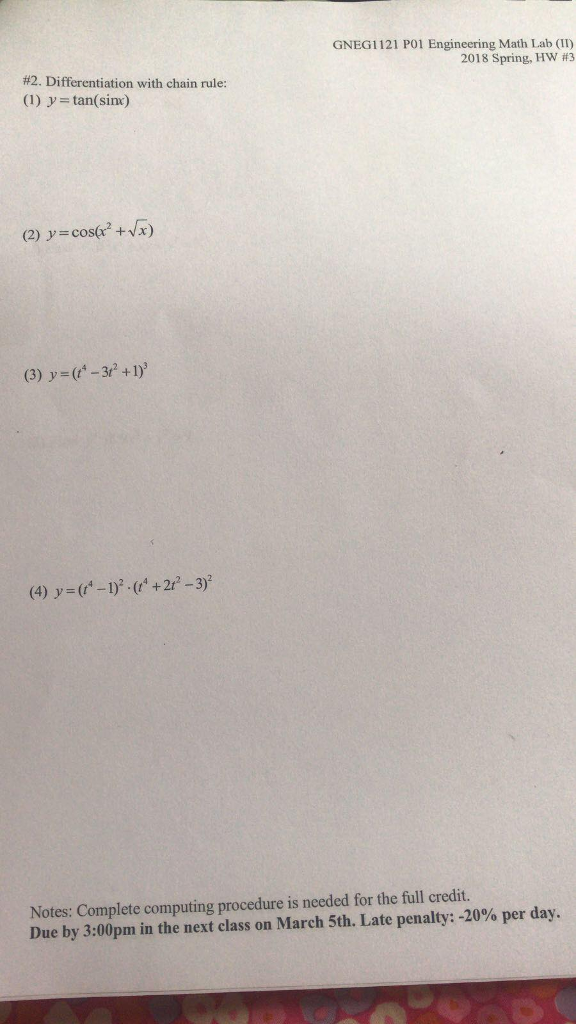 Solved GNEG1121 PO1 Engineering Math Lab (II) 2018 Spring, | Chegg.com
