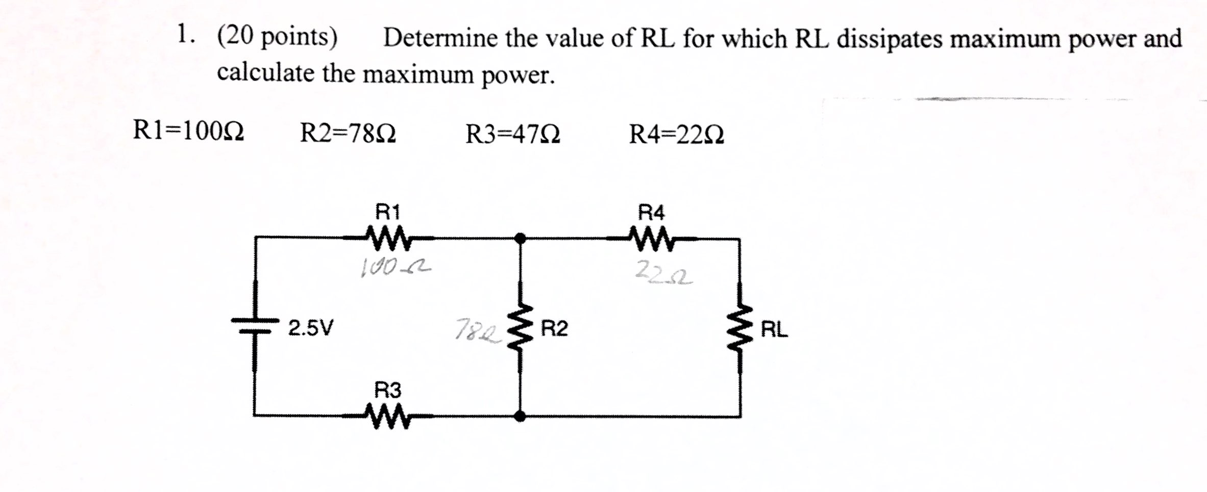 Solved Determine the value of RL for which RL dissipates | Chegg.com