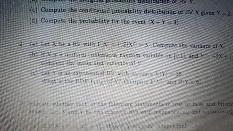 Solved 1. Discrete random variables X, Y bave joint PMF | Chegg.com
