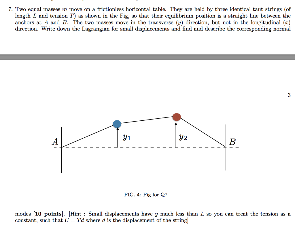 Solved Two equal masses m move on a frictionless horizontal | Chegg.com