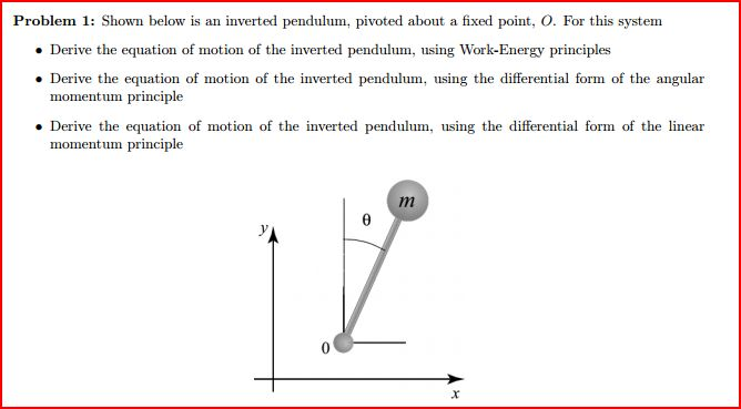 Solved Problem 1: Shown below is an inverted pendulum. | Chegg.com