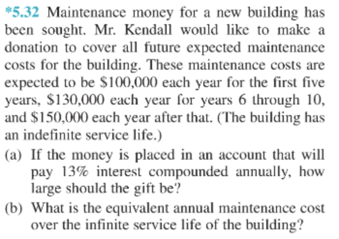 Solved 5.32 Maintenance money for a new building has been | Chegg.com