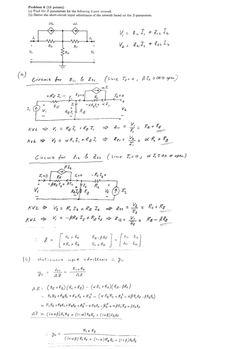 Solved Problens 6 (1S points) )Fird the Zparumeters for the | Chegg.com Solved Problens 6 (1S points) )Fird the Zparumeters for the | Chegg.com